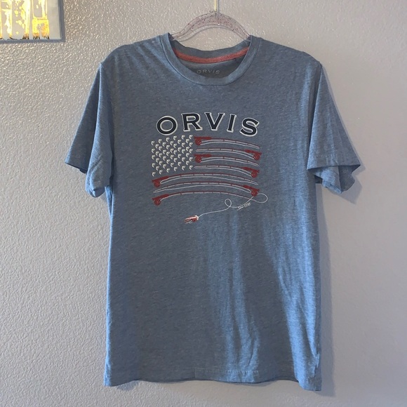 Orvis | Shirts | Orvis Classic Collection Blue American Flag Short ...